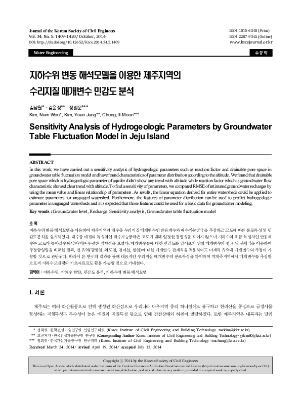 Pdf Sensitivity Analysis Of Hydrogeologic Parameters By Groundwater