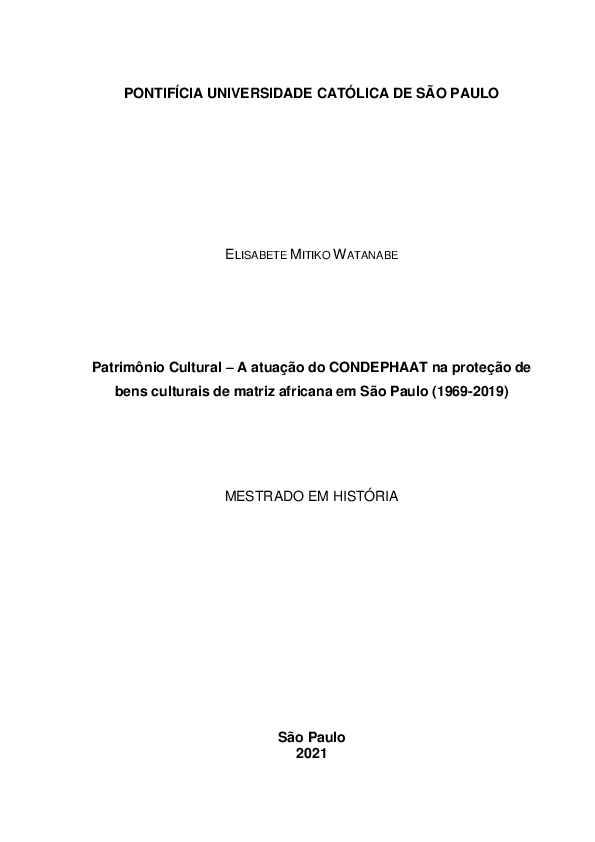 (PDF) Patrimônio Cultural – A atuação do CONDEPHAAT na proteção de bens ...