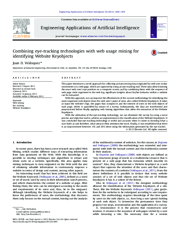 (PDF) Combining eye-tracking technologies with web usage mining for identifying Website Keyobjects