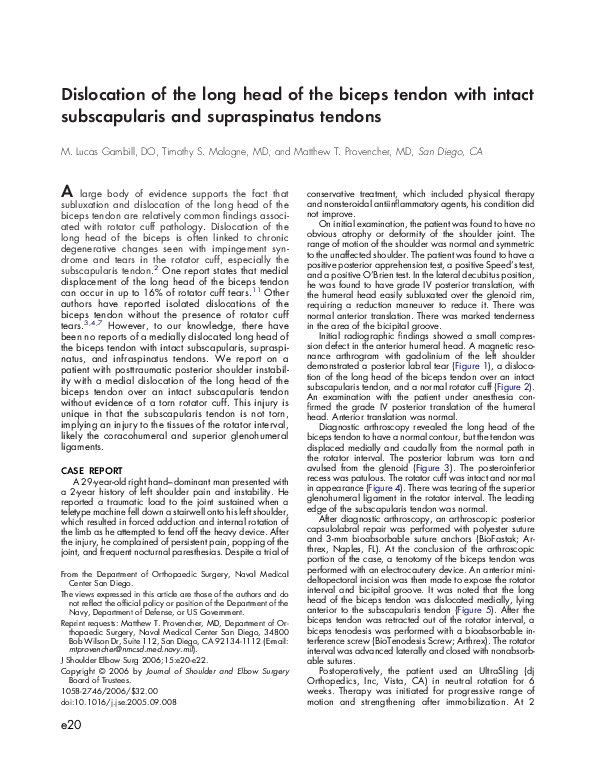 (PDF) Dislocation of the long head of the biceps tendon with intact ...