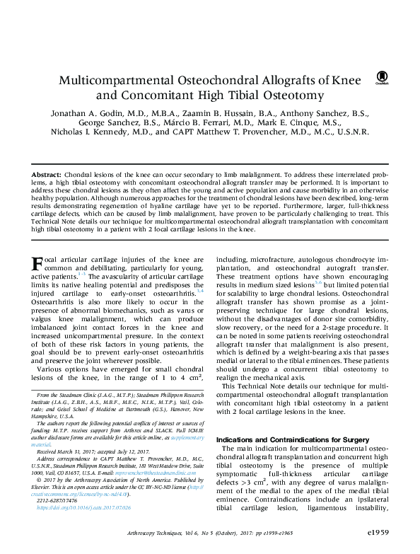 (PDF) Multicompartmental Osteochondral Allografts of Knee and ...