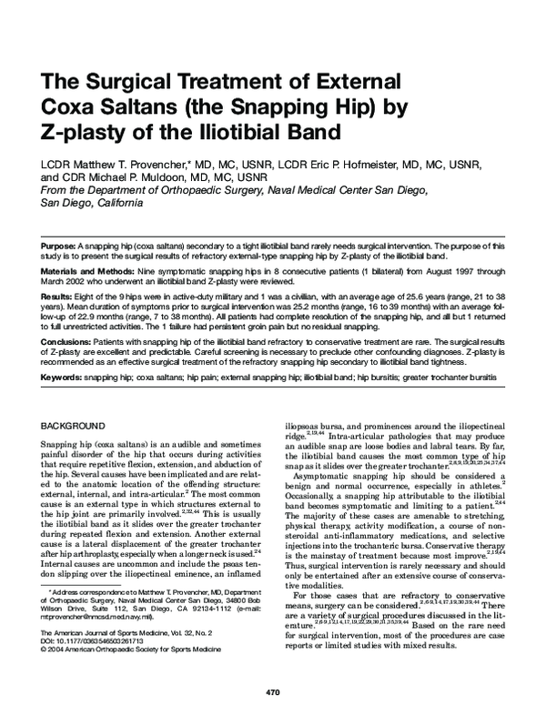 (PDF) The Surgical Treatment of External Coxa Saltans (the Snapping Hip ...