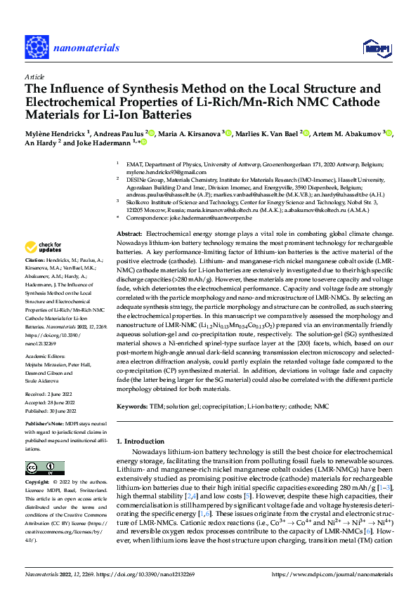 (PDF) The Influence of Synthesis Method on the Local Structure and Electrochemical Properties of ...