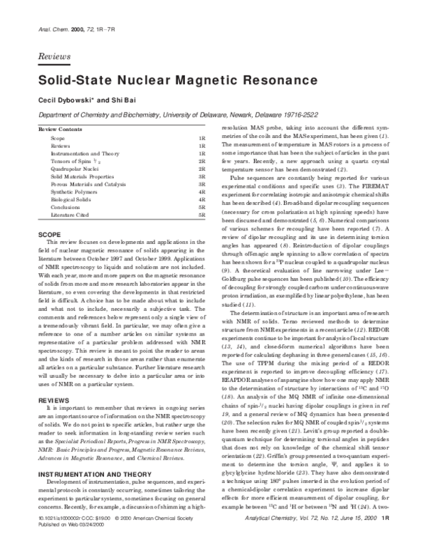 (PDF) Solid-State Nuclear Magnetic Resonance