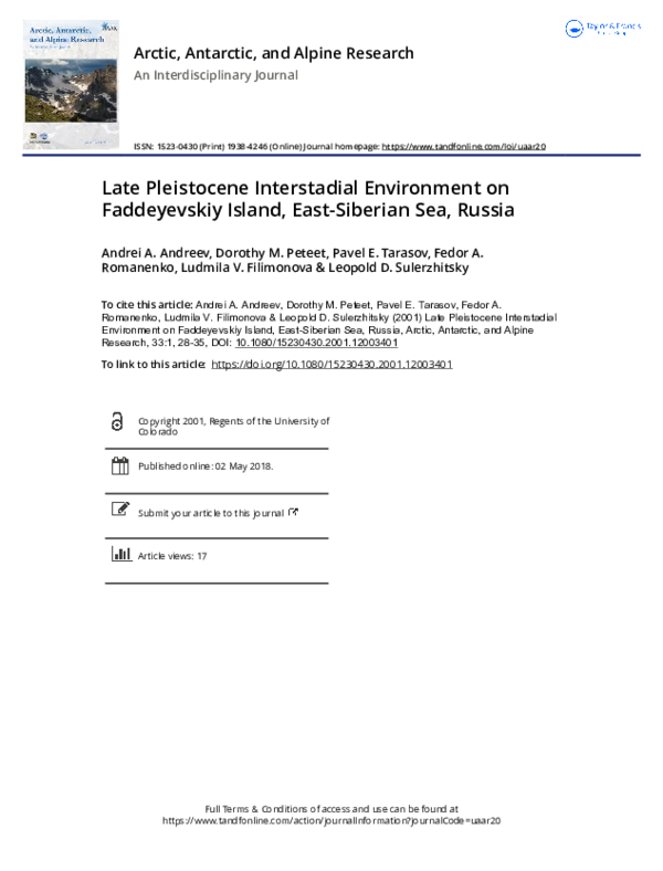 (PDF) Late Pleistocene Interstadial Environment on Faddeyevskiy Island ...