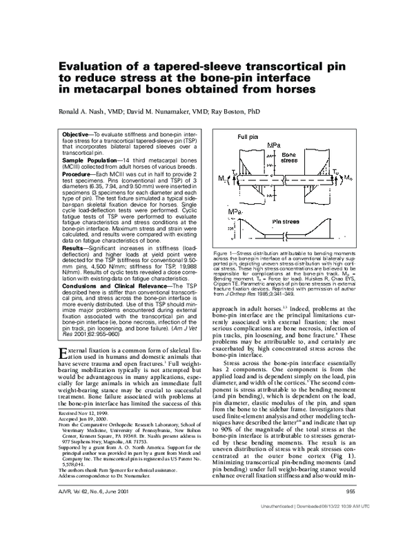 (PDF) Evaluation of a tapered-sleeve transcortical pin to reduce stress ...