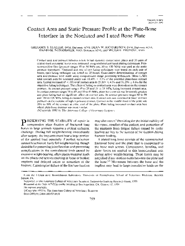 (PDF) Contact Area and Static Pressure Profile at the Plate-Bone ...