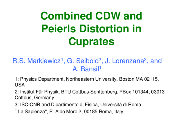 (PDF) Combined CDW and Peierls Distortion in Cuprates