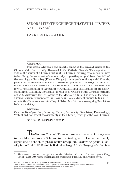 (PDF) SYNODALITY: THE CHURCH THAT STILL LISTENS AND LEARNS