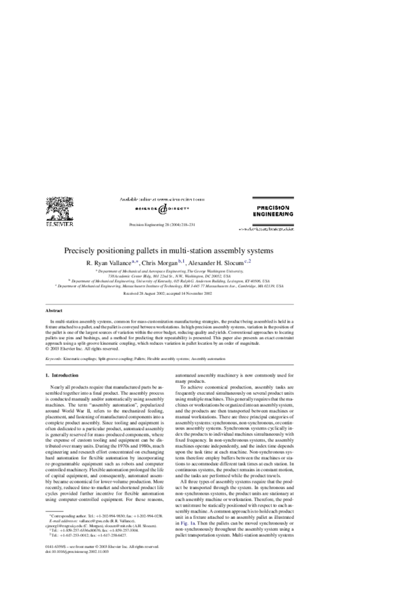 (PDF) Precisely positioning pallets in multi-station assembly systems
