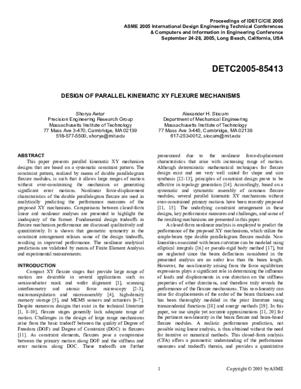 (PDF) Design of Parallel Kinematic XY Flexure Mechanisms