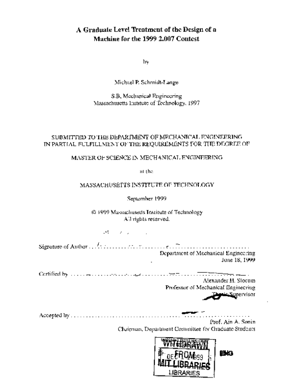 (PDF) 3A Graduate Level Treatment of the Design of a Machine for the ...