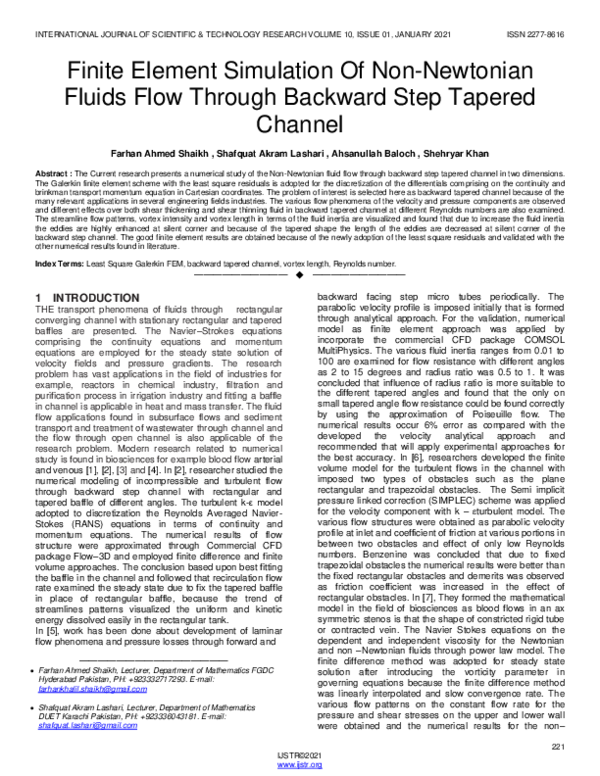 (PDF) Finite Element Simulation of Non - Newtonian Fluids Flow through Forward - Backward Step ...