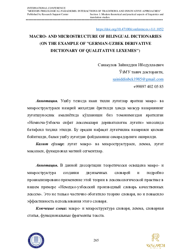 (PDF) Macro- and Microstructure of Bilingual Dictionaries (On the ...
