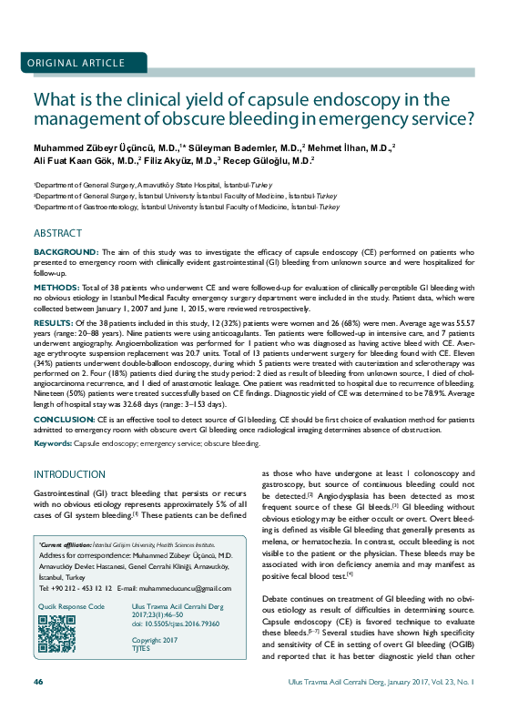 (PDF) What is the clinical yield of capsule endoscopy in the management ...