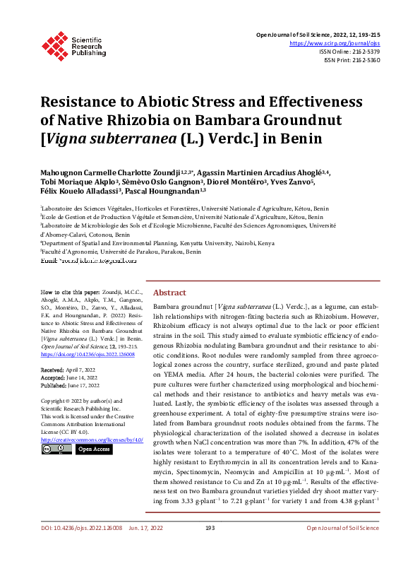 (PDF) Resistance to Abiotic Stress and Effectiveness of Native Rhizobia ...