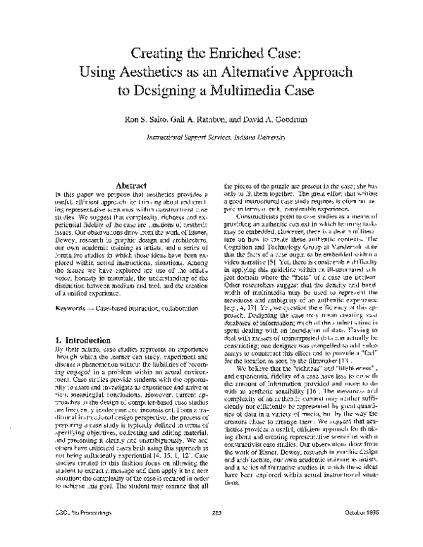 (PDF) Creating the enriched case | David Goodrum - Academia.edu