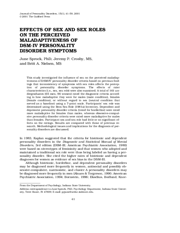 (PDF) Effects of Sex and Sex Roles on the Perceived Maladaptiveness of ...