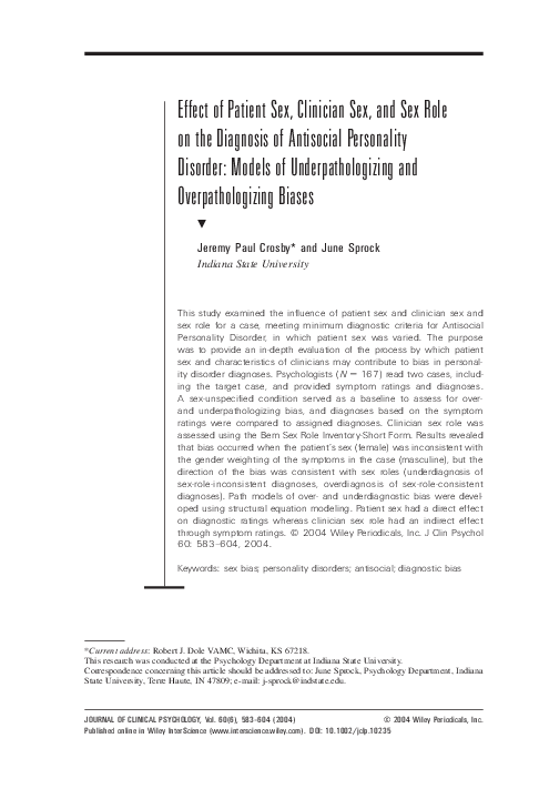 (PDF) Effect of patient sex, clinician sex, and sex role on the ...
