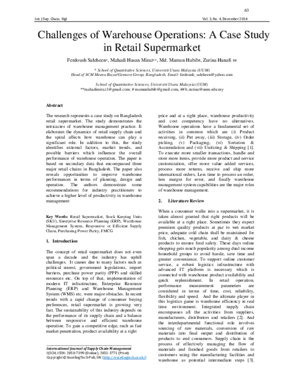 (PDF) Challenges of Warehouse Operations: A Case Study in Retail ...