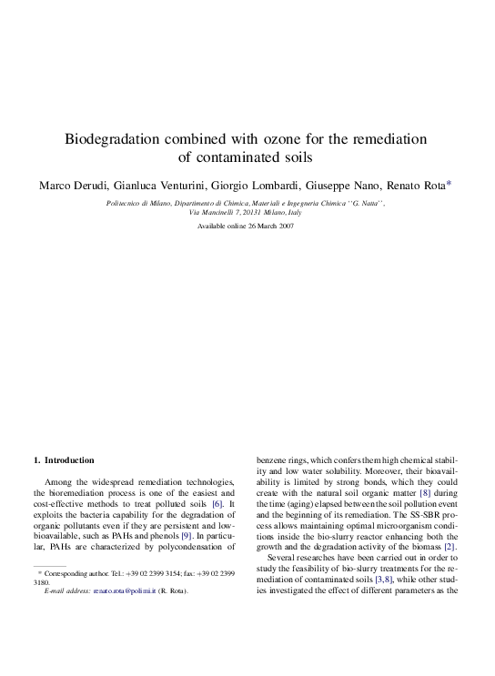 (PDF) Biodegradation combined with ozone for the remediation of ...