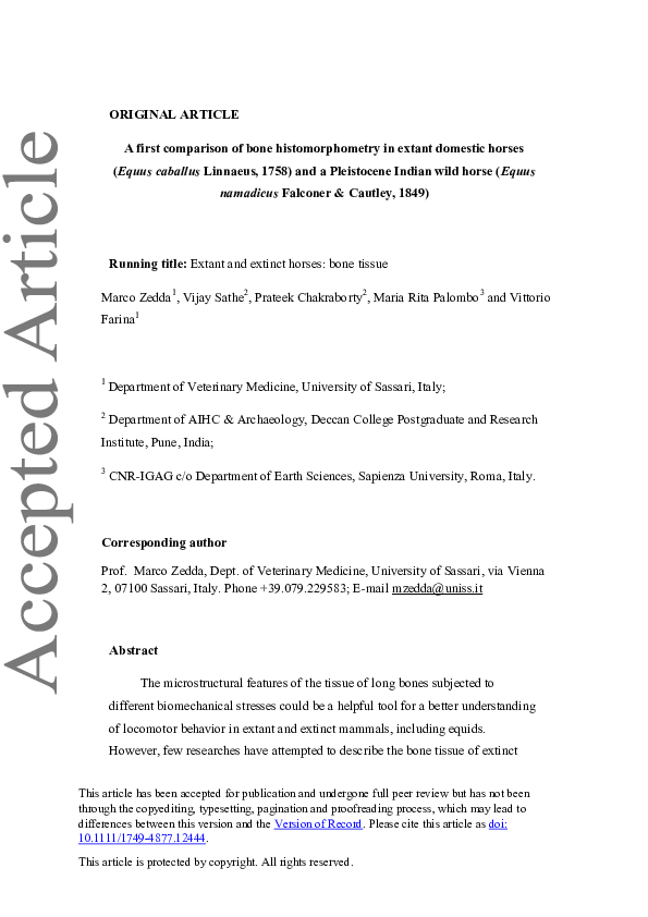 (PDF) A first comparison of bone histomorphometry in extant domestic ...