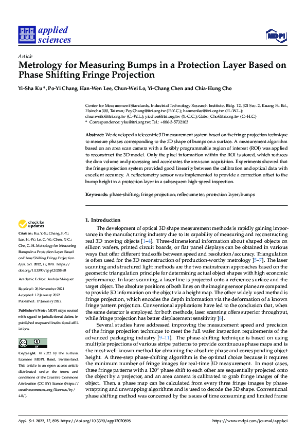 Pdf Metrology For Measuring Bumps In A Protection Layer Based On Phase Shifting Fringe Projection