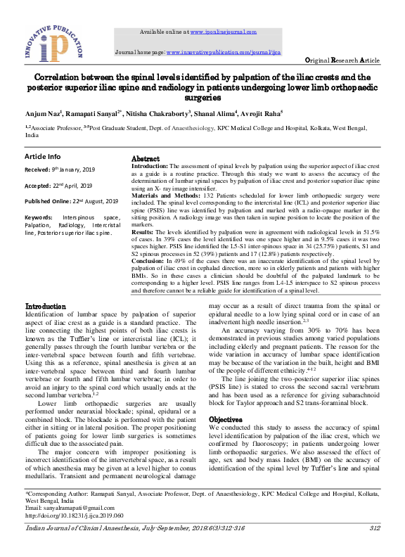 (PDF) Correlation between the spinal levels identified by palpation of ...