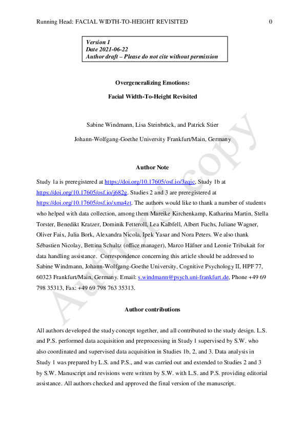 (PDF) Facial width-to-height (fWHR) revisited