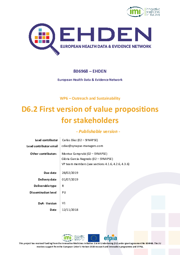 (PDF) First version of value propositions for stakeholders | Carlos ...