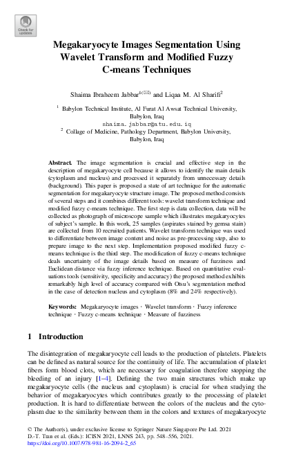 Pdf Wavelet And Fuzzy Techniques For Megakaryocyte Segmentation 