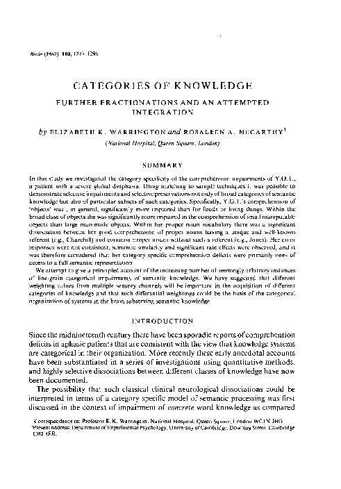 (PDF) Categories of Knowledge