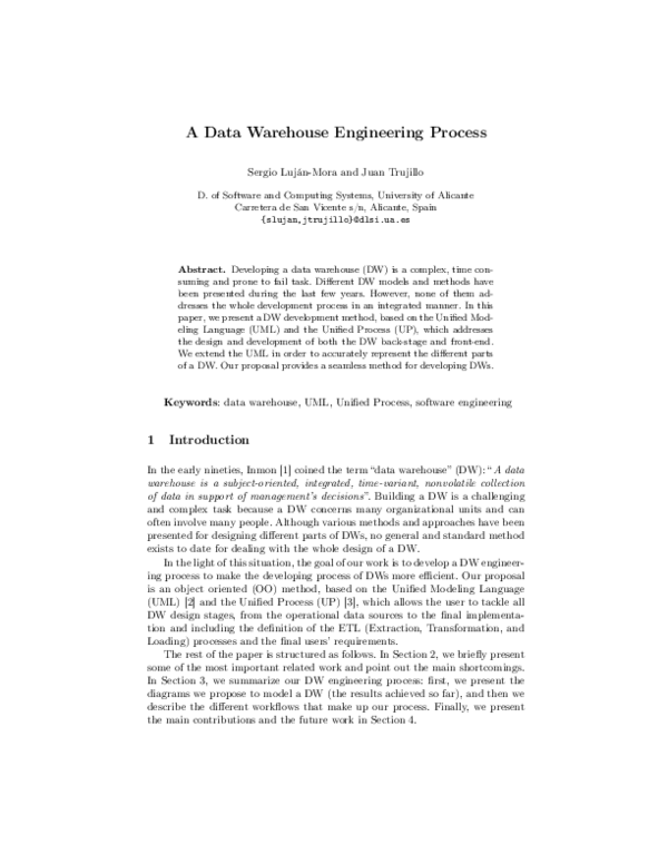 (PDF) A Data Warehouse Engineering Process
