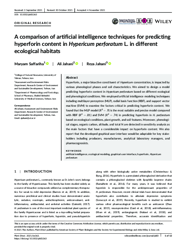 (PDF) A comparison of artificial intelligence techniques for predicting hyperforin content in ...