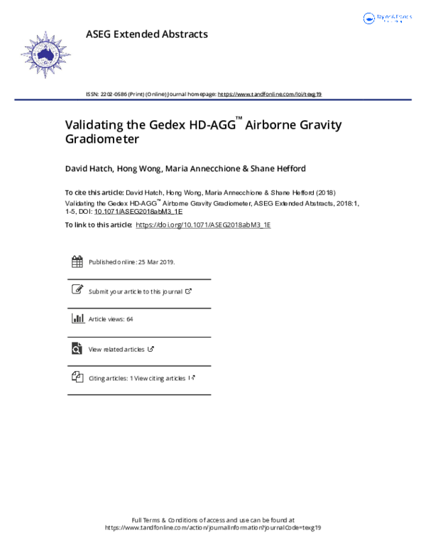 (PDF) Validating the Gedex HD-AGG™ Airborne Gravity Gradiometer