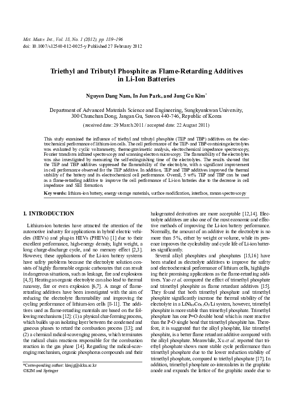 (PDF) Triethyl and tributyl phosphite as flame-retarding additives in ...