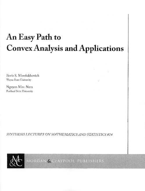 (PDF) An Easy Path to Convex Analysis and Applications