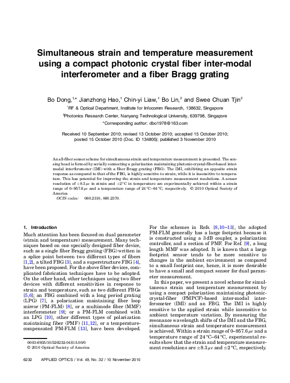 (PDF) Simultaneous strain and temperature measurement using a compact ...
