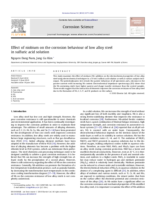 (PDF) Niobium's Impact on Low Alloy Steel Corrosion