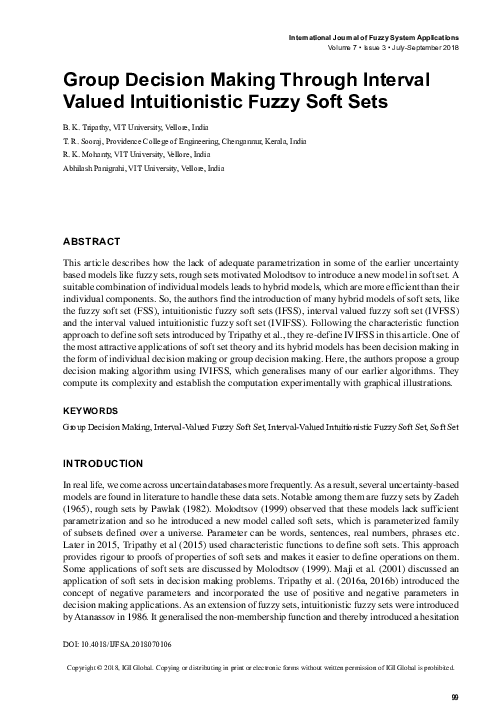(PDF) Group Decision Making Through Interval Valued Intuitionistic Fuzzy Soft Sets