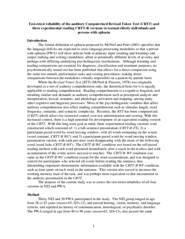 (PDF) Test-retest reliability of the auditory Computerized Revised ...