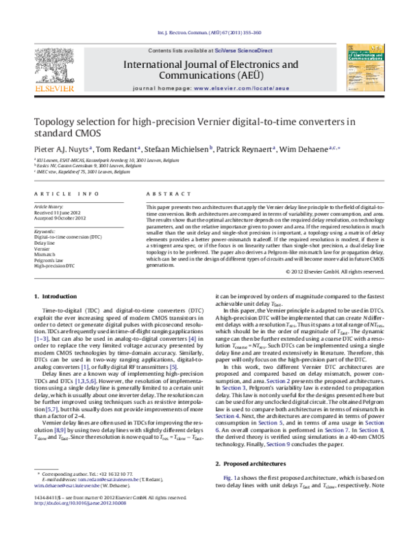 (PDF) Topology selection for high-precision Vernier digital-to-time ...