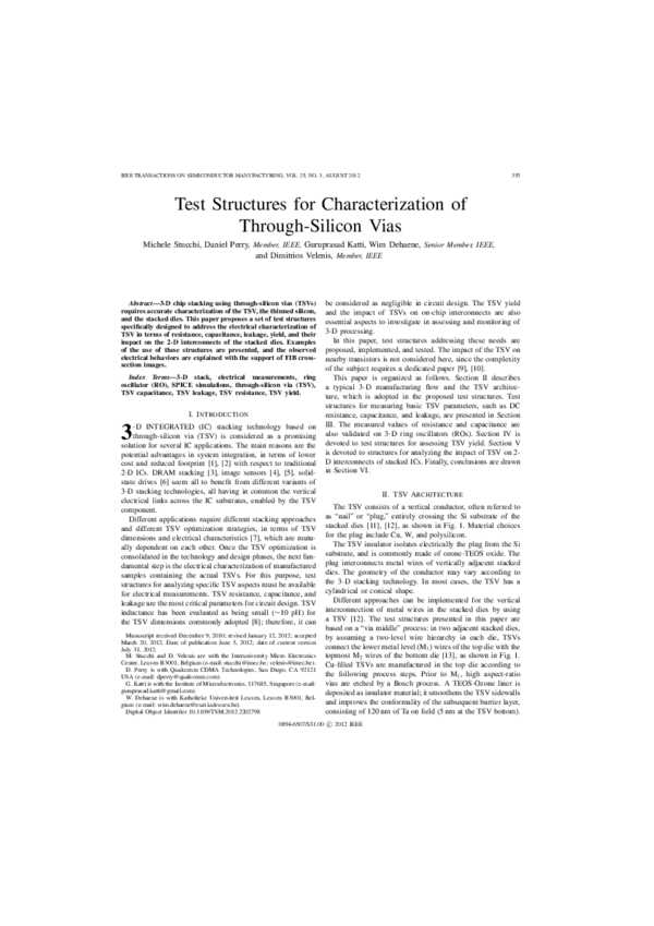 (PDF) Test Structures for Characterization of Through-Silicon Vias