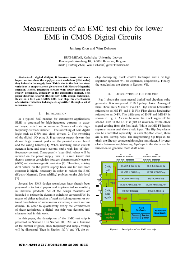 (PDF) Measurements of an EMC test chip for lower EME in CMOS digital ...