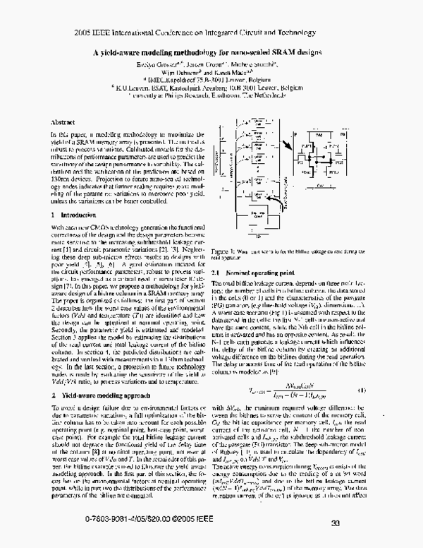 (PDF) A yield-aware modeling methodology for nano-scaled SRAM designs | Wim Dehaene - Academia.edu