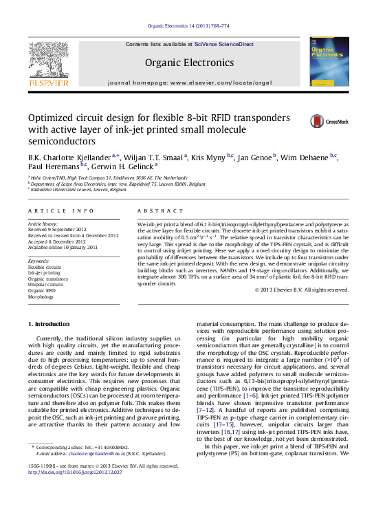 (PDF) Optimized circuit design for flexible 8-bit RFID transponders with active layer of ink-jet ...