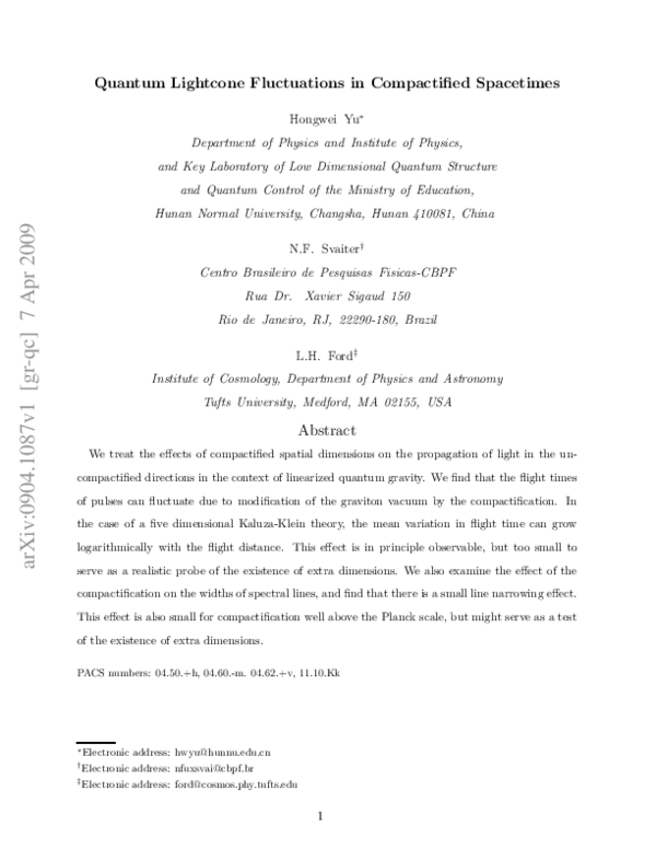 (PDF) Quantum light-cone fluctuations in compactified spacetimes