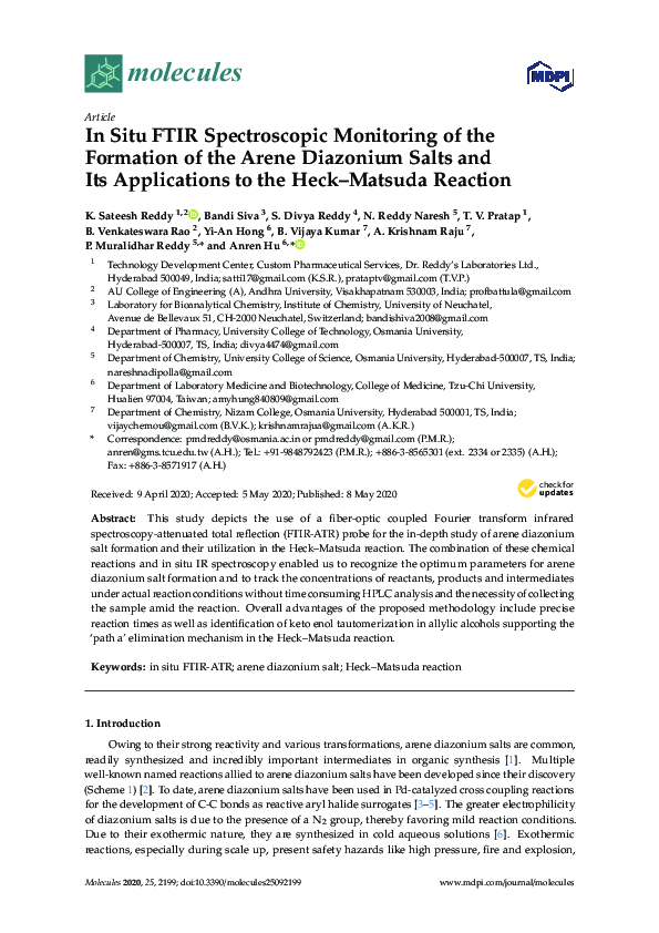 (PDF) In Situ FTIR Spectroscopic Monitoring of the Formation of the ...