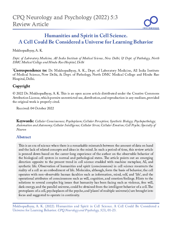 (PDF) Humanities and Spirit in Cell Science. A Cell Could Be Considered ...