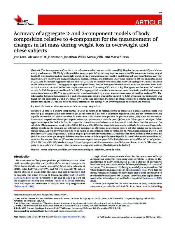 (PDF) Accuracy of aggregate 2- and 3-component models of body ...